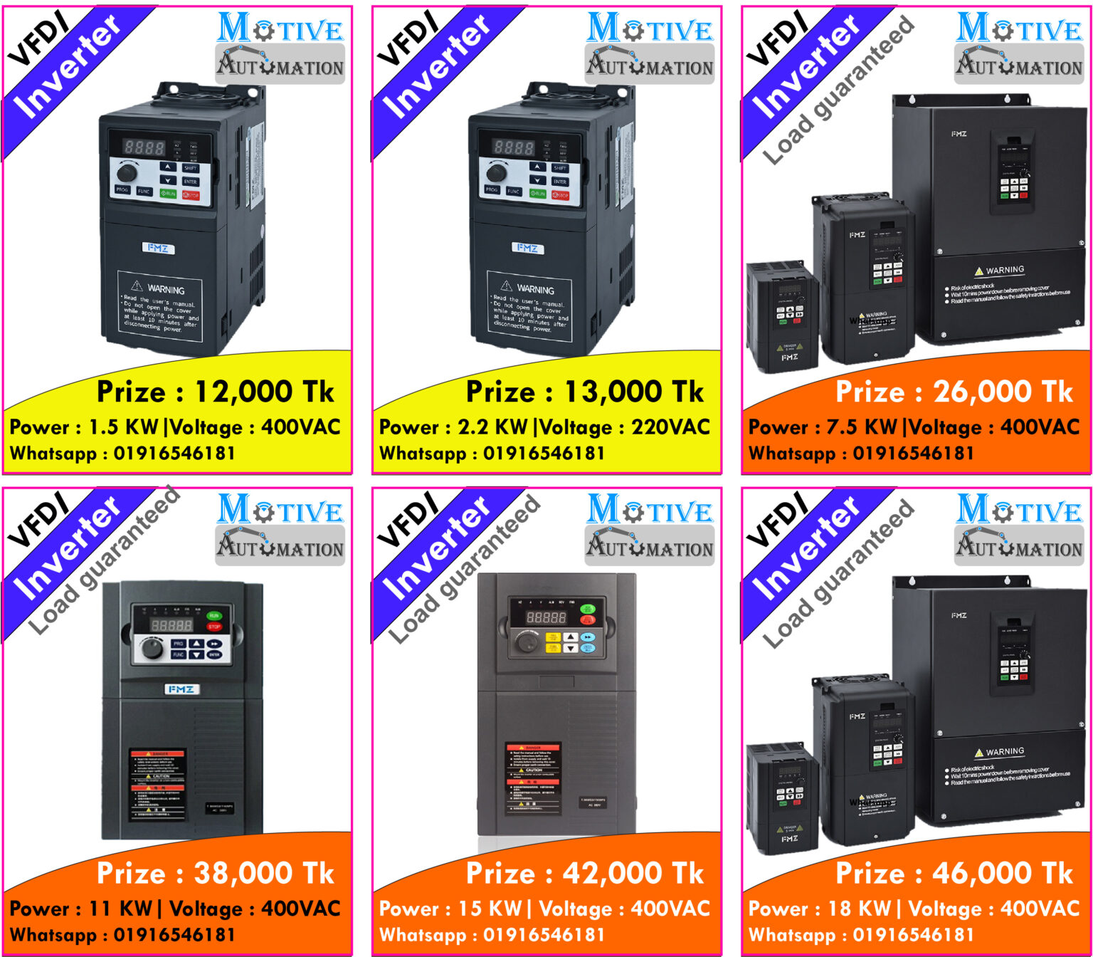 Variable Frequency Driver (VFD)/Inverter- INVT, FMZ, M-Drive. Low-Cost ...