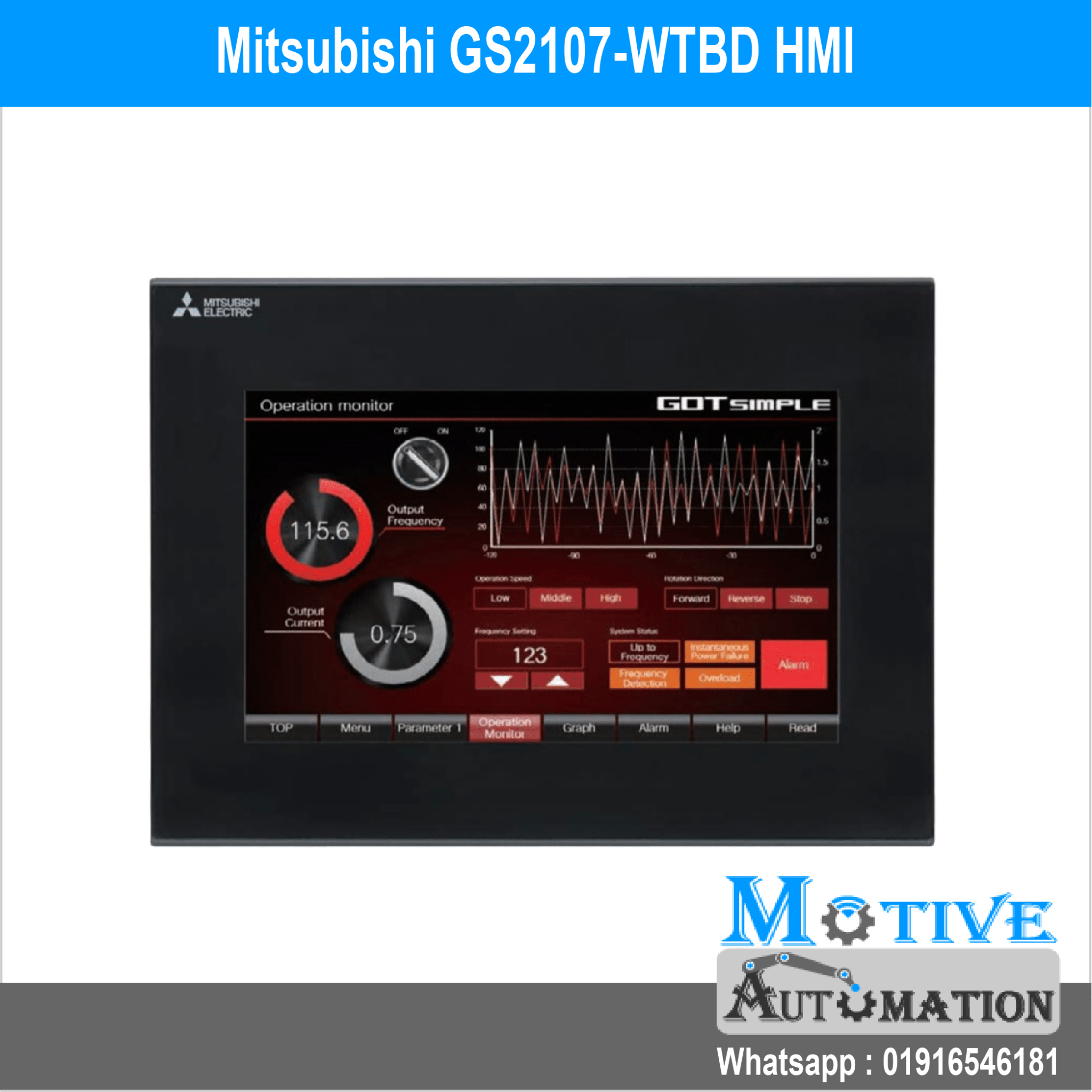 Mitsubishi GS2107-WTBD HMI - Motive Automation