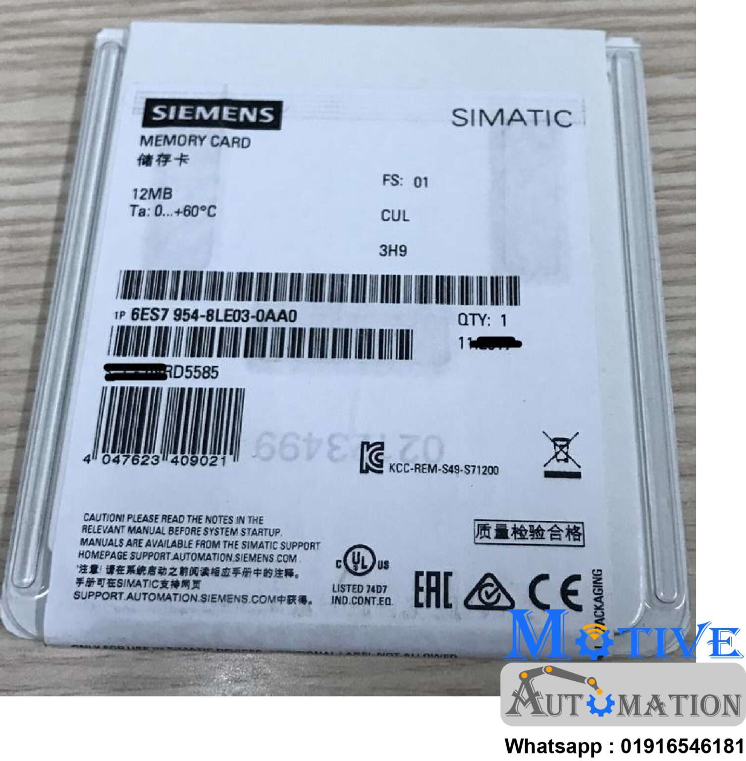 SIMATIC S7, MEMORY CARD FOR S7-1X00 CPU/SINAMICS - Motive Automation